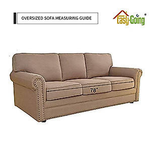 Easy-Going Reversible Oversized Couch Cover for 3 Cushion Couch Sofa Cover for Dogs Water Resistant Furniture Protector Cover with Foam Sticks for Pet (Oversized Sofa, Ivory/Ivory)