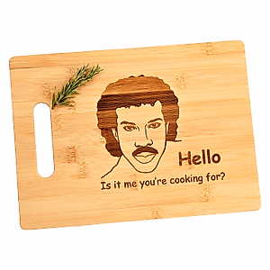 Hello Is It Me You're Cooking For? Funny, Romantic Bamboo Wood Cutting Board for Valentines Day 9.5"x13"