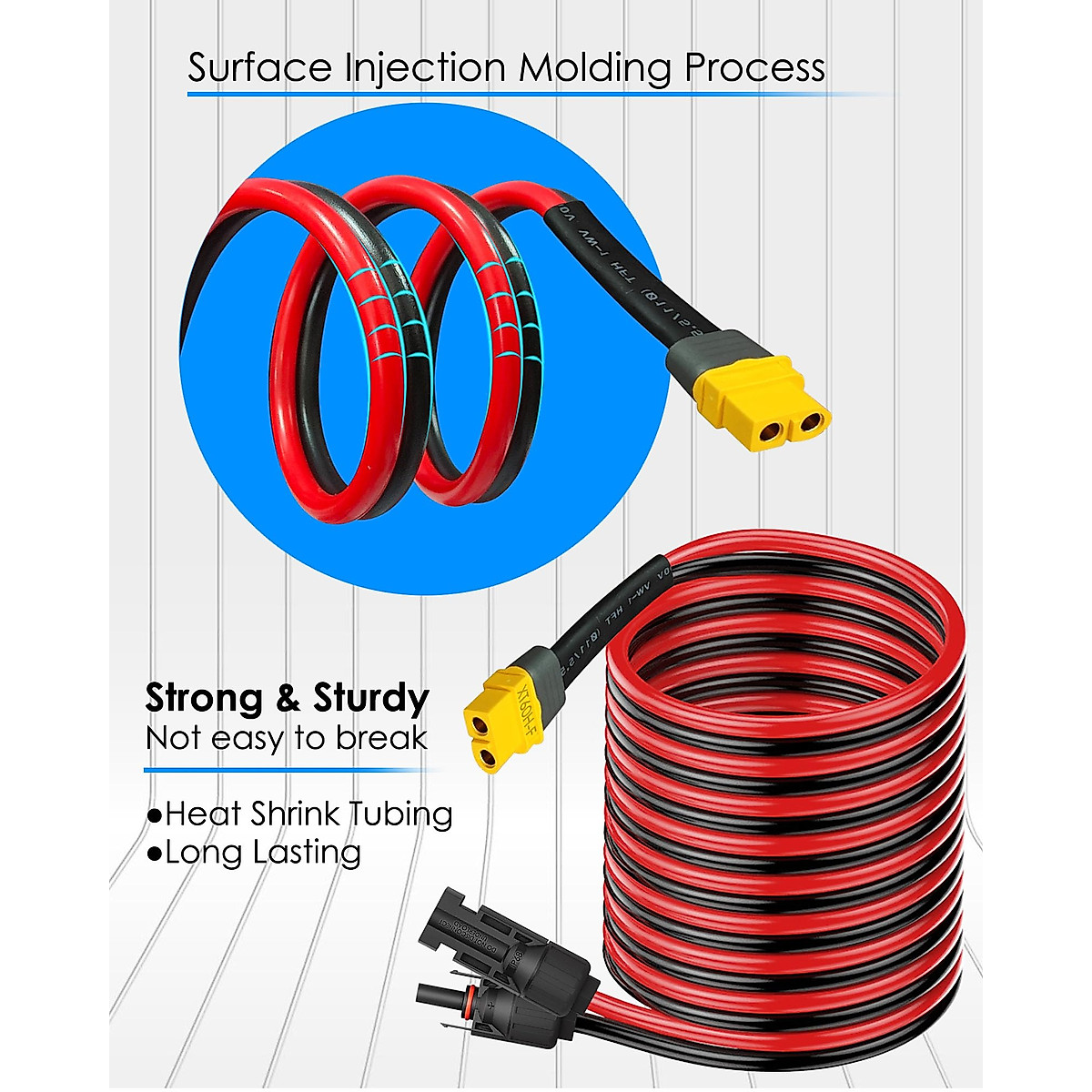 BOQNZN Solar to XT60 Extension Cable, 25FT 12AWG XT60 Adapter to Solar Connector Charging Cable for RV Battery Pack Portable Foldable Solar Panels Solar Generators Power Station