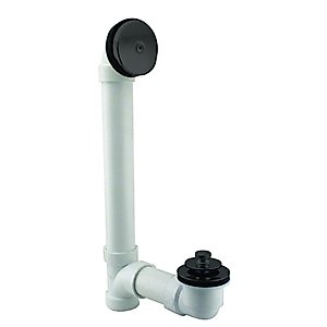 Westbrass A49721-62 1-1/2" Bath Waste & Overflow Assembly with Pull Drain Stopper and One-Hole Faceplate Top Elbow-SCH. 40 PVC, 1-Pack, Matte Black