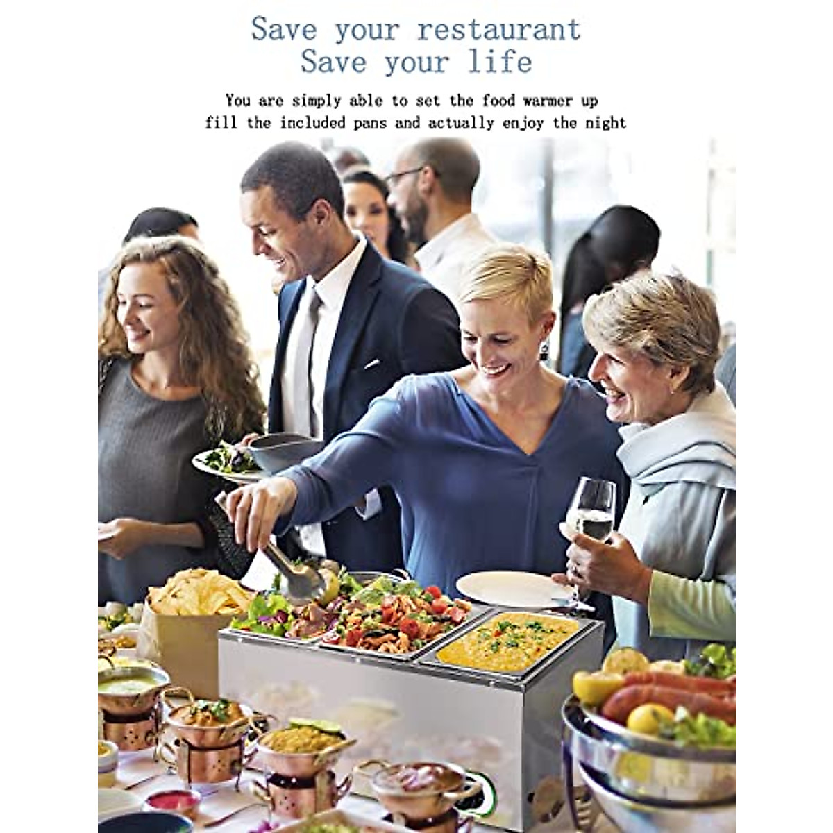 Steam Table Food Warmer 3 Pan,1200w Commercial Countertop Electric Warmers for Food,Stainless Steel Bain Marie Buffet with Lids 21qt Lage Capacity for Hotel and Restaurants