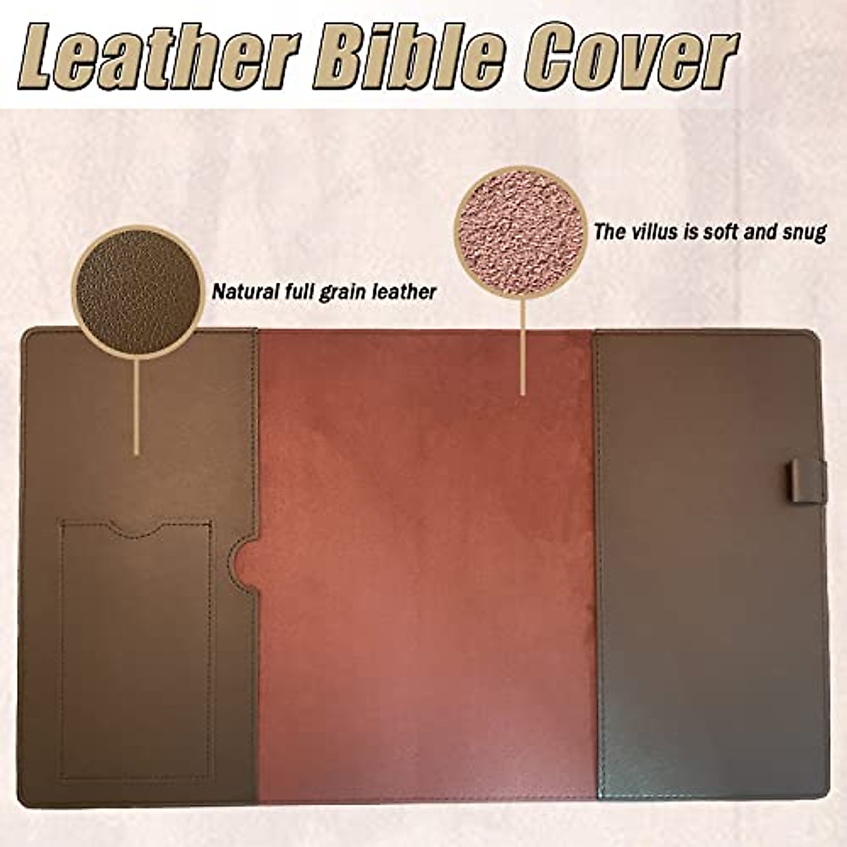 Leather Bible Cover Leather Book Cover Large Men's Classic Bible Cover Perfect Gift for Men, Women, Father, Mother, Friends [Trust in The Lord] Leather Bible Covers for Men Bible Gifts Carrying Case