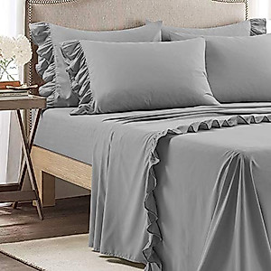Lush Decor Reyna 4 Piece Ruffle Sheet Set, King, Dark Gray