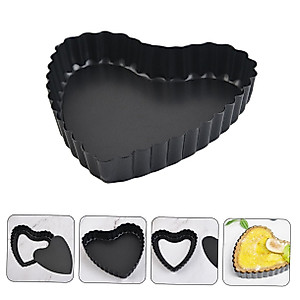 Abaodam 3pcs Live Bottom Baking Tray Cake Pan Oven Safe Mini Muffin Metal Dies Heart Cake Heart Tart Pan Kitchen Baking Tool Diy Baking Tray Chrysanthemum Bakeware Dessert Plate Egg Cake