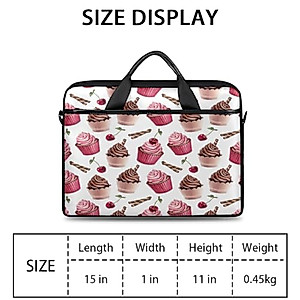 Ice Cream Cherry Laptop Computer Bag Waterproof Shoulder Messenger Bag 13-15 inch Durable Laptop Tote Bag with Shoulder Strap Handle Lightweight Crossbody Briefcase