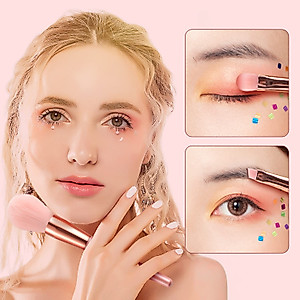 TEXAMO Make Up Brushes,10pcs Pink Makeup Brushes for Powder Blush Contour Concealer Eyeshadows, Premium Synthetic Makeup Brush Set