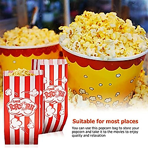Snack Container 100Pcs Paper Popcorn Bags Convenient Pop Bags Bulk Popcorn Bags Portable Paper Bags Dessert Supplies for Popcorn Machine, Party （90 * 50 * 220MM) Popcorn Bucket