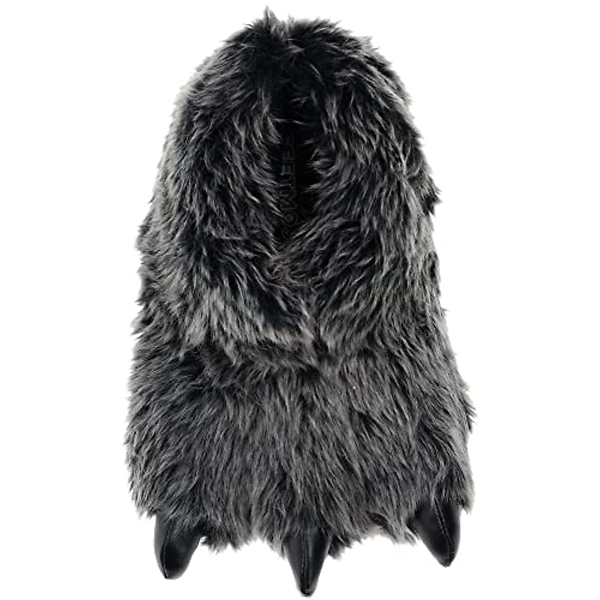 FEETMOJI Mens Slippers, Monster Claw Plush Slipper Full-Body, Solid Grey, Medium (Mens Size 7-9 / Womens Size 9-11)