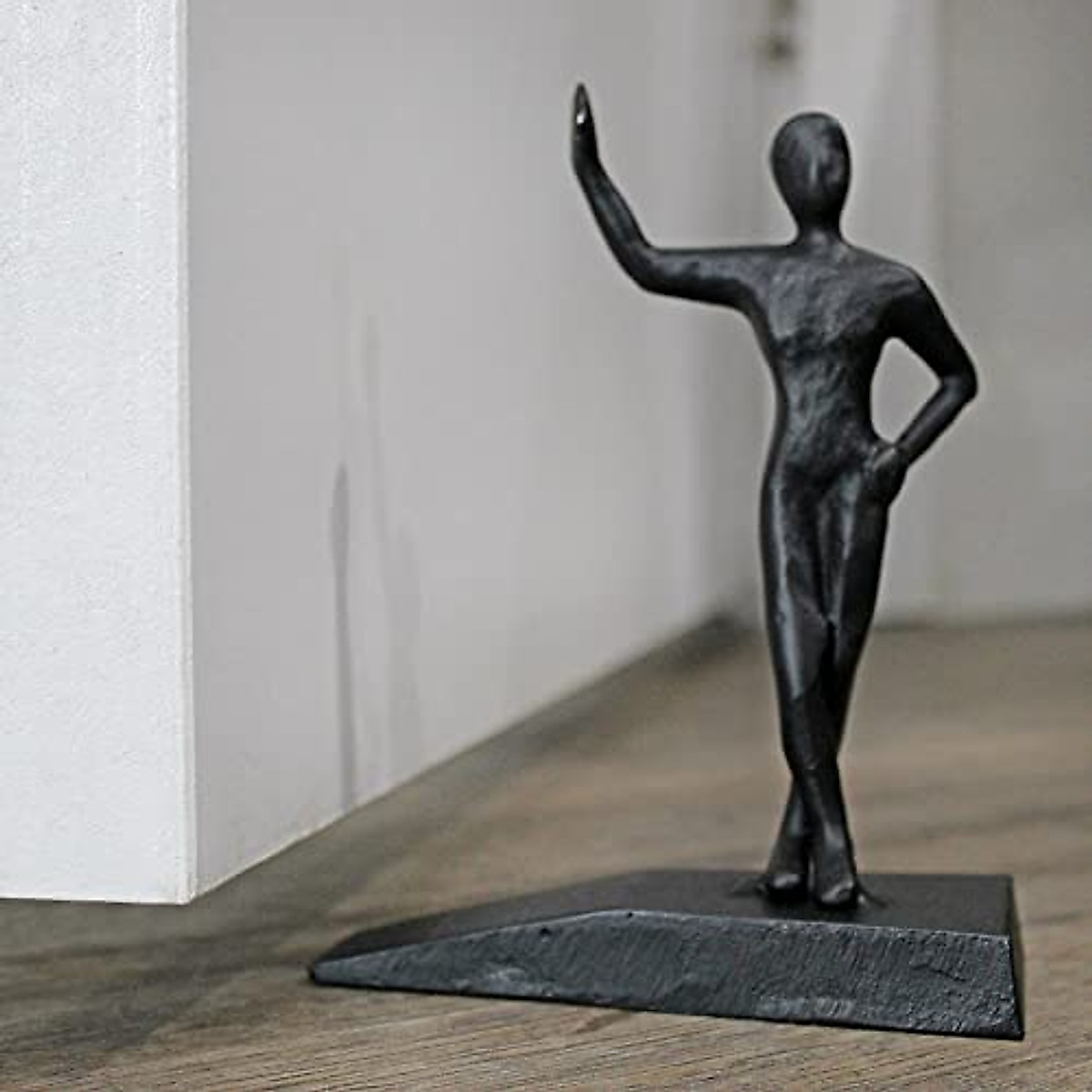 Darware Cast Iron Door Stopper, Leaning Strong Man; Decorative Standing Man Weighted Door Wedge