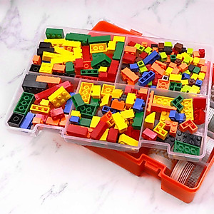 UHOUSE Plastic Creative Options Storage Containers with Adjustable Dividers,Plastic Storage Box with 18 Removable Grids,Jewelry Organizer Compartments for Cosmetics Craft, Toy, Fuse Beads, Washi Tapes