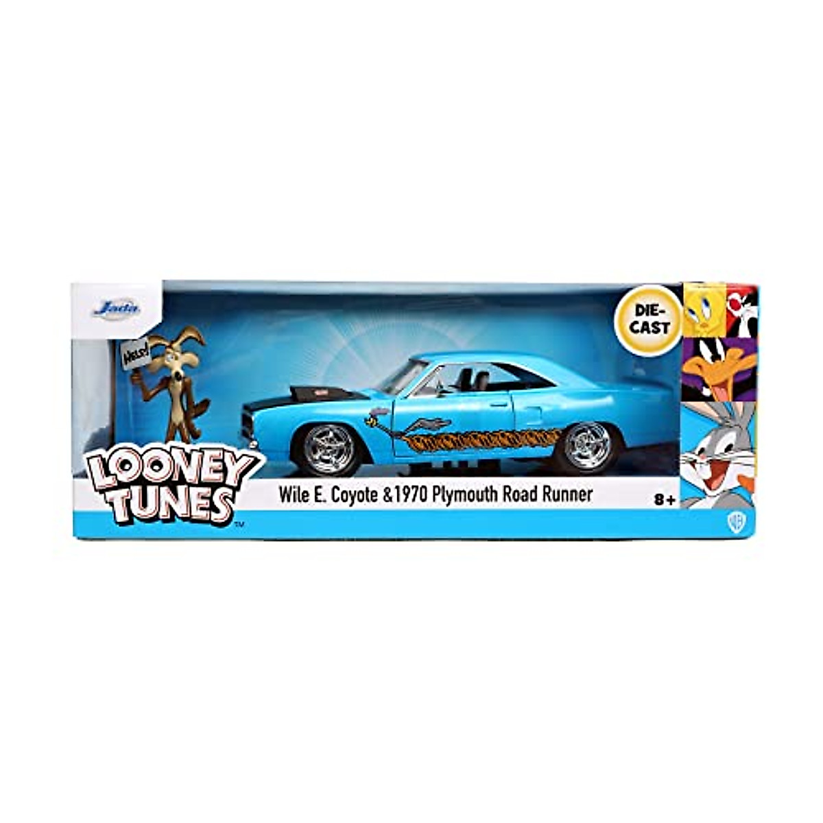 Jada 1:24 Diecast 1970 Plymouth Roadrunner with Wile E Coyote Figure