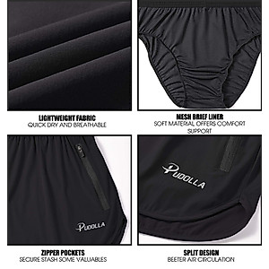 Pudolla Men's Running Shorts 3 Inch Quick Dry Gym Athletic Workout Shorts for Men with Zipper Pockets(Black X-Small)