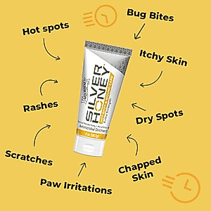 Absorbine Silver Honey Hot Spot & Wound Care Ointment (2) 2oz Tubes, Manuka Honey & MicroSilver BG, Medicated for Dogs, Cats, Small Animals