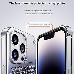 Icesoore Metal Vent Premium Aluminum Alloy for iPhone Case, Bdesktop Design Shop | Aromatherapy Phone Case Aluminum Alloy Anti-Fall Heat Dissipation Bezel Slim Case (for iPhone 14 Pro, Gray)