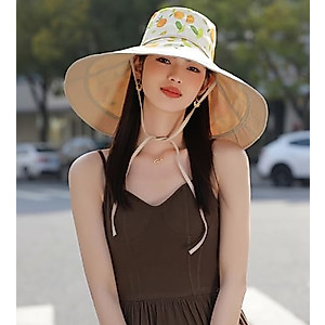 7 inch Wide Brim Women Sun Floppy Hat Summer Beach Bucket Fishing Hats Reversible Packable UV Protection for Hiking Garden Travel
