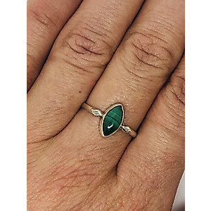 Koral Jewelry Marquise Malachite Ethnic Delicate Ring 925 Sterling Silver Vintage Tribal Gipsy Boho Look (8)