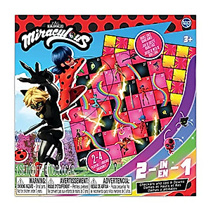 Miraculous Ladybug - 2 in 1 Game - Enjoy Hours of Fun with These 2 Board Games: Ups & Downs and Checkers! Great Birthday & Preschool Aged Gift for Boys and Girls!