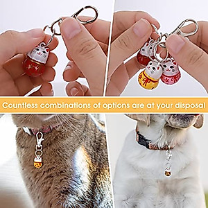TIESOME Cat Collar Bells, 6pcs Fortune Cat Tiny Bells for Kittens Training Loud Bells with Breakaway Buckle for Cat Necklace Pendant Cat Collar Bells for Lucky with Key Rings