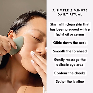 Mount Lai Jade Gua Sha Facial Tools, Face Sculpting Skin Care Guasha Tool for Face and Body, Self Care Facial Massager to Relieve Muscle Tension and Reduce Puffiness