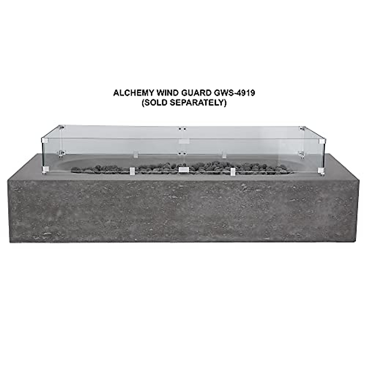 Pyromania Alchemy Outdoor Concrete Fire Pit Table, 60 x 30 Inches - Natural Gas Model in Charcoal Gray Color