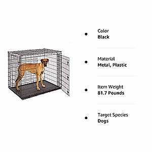 Midwest Homes for Pets SL54DD Ginormus Double Door Dog Crate for XXL for the Largest Dogs Breeds, Great Dane, Mastiff, St. Bernard, Black