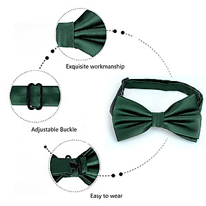 Alizeal Mens Tuxedo Bow Tie, Hanky and Cufflinks Set (Dark Green)