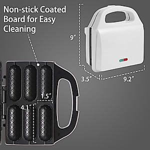 UVFAST Corn Dog Waffle Maker, Hot Dog Waffle Machine with Non-stick Coating Plate, Hot Dog Maker Toaster Make 6 Corn Dogs, Corn Dog Waffle Machine Make Corn Dog in Minutes, Easy to Clean, White