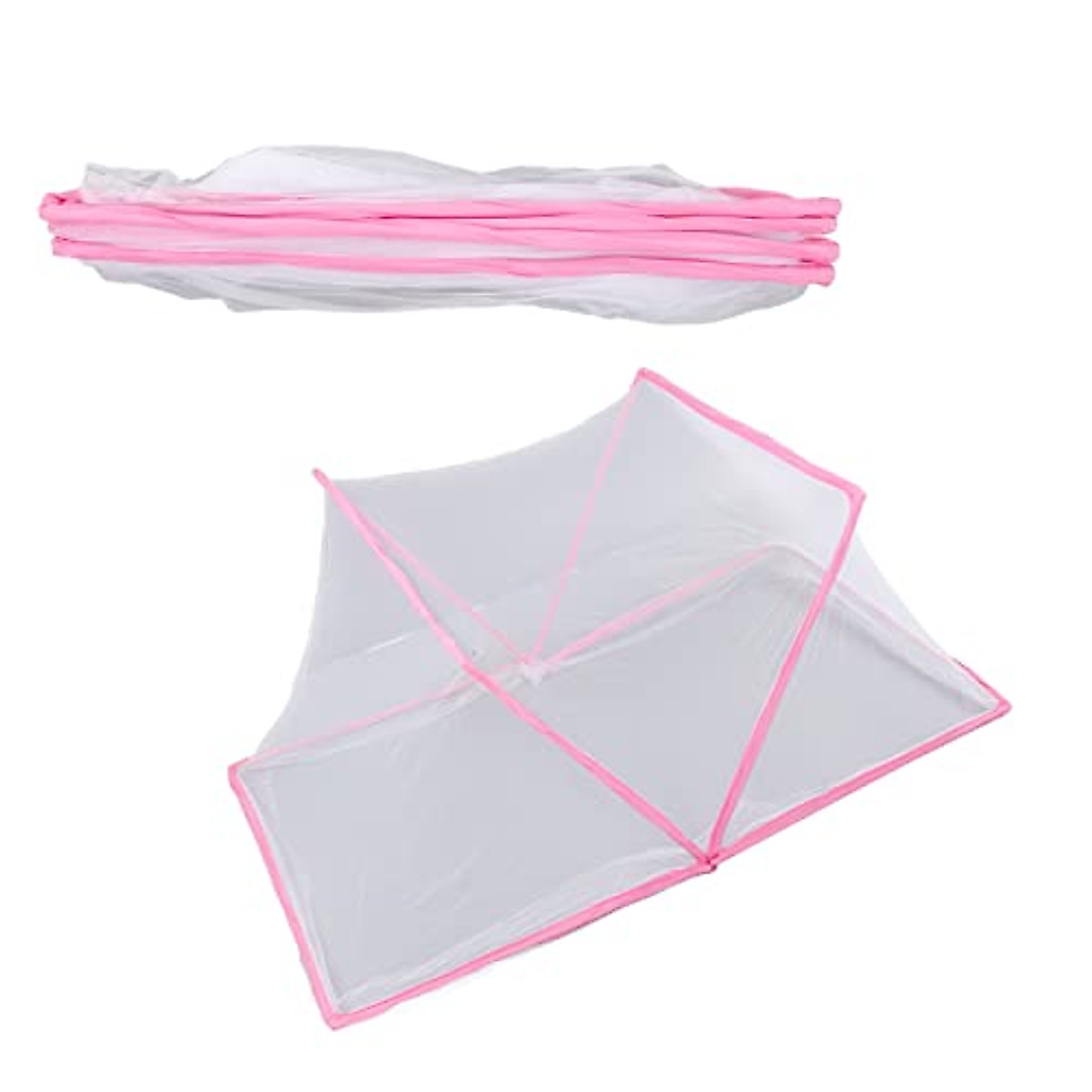 Mosquito Tent, 125 x 70 x 50cm Foldable Mosquito Net Bedroom Bed Net Tent Portable Mosquito Net Tent Easy to Store Lightweight for Room (Pink)