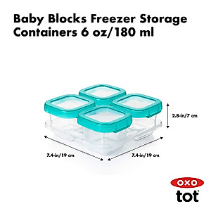 OXO Tot Baby Blocks Food Storage Containers, Teal, 6 oz