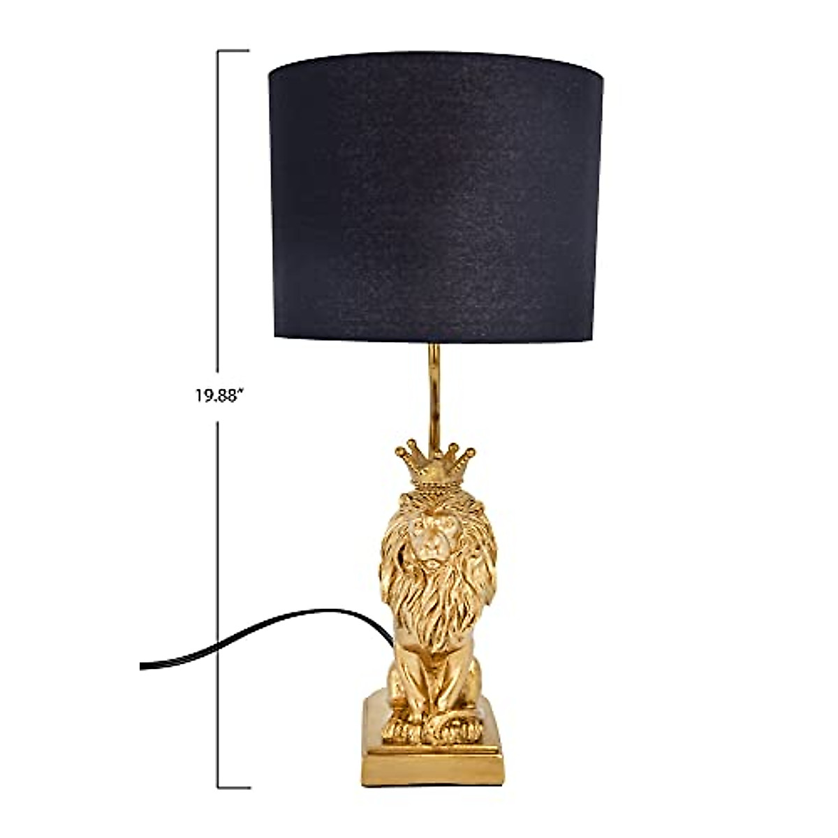 Creative Co-Op Lion Shaped Table Lamp with Black Shade