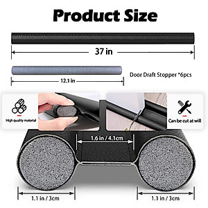 C CELAINER Door Draft Stopper, Draft Stopper for Bottom of Doors, Under Door Draft Blocker, Bottom Seal Weather Stripping, Removable and Washable, Sound Blocker, Adjustable Door Sweeps 37 inch (Black)