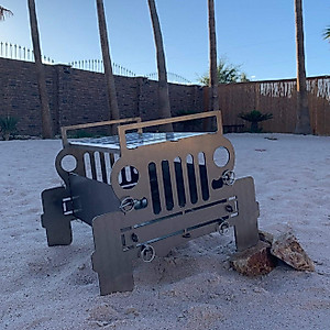 300 Industries SUV Inspired Fire Pit with Grill Outdoor Compact Fireplace