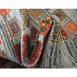 Unique Loom Fars Collection Modern Classic Geometric Tribal Inspired Design Area Rug, Rectangular 7' 1" x 10' 0", Light Blue/Navy Blue