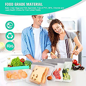 Reusable Food Storage Bags 12 Pack Extra Thick 6 Reusable Sandwich Bags + 6 Reusable Snack Bags BPA-Free DUAL Leakproof Seal Reusable Lunch Bags for Kids Women Men School Lunch Picnic Travel