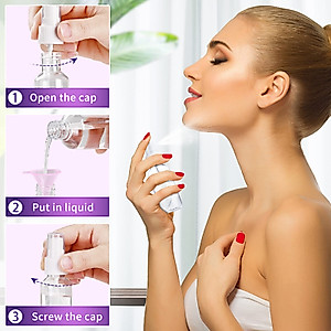 Mandydov 8 Pack Clear Empty Mini Little Spray Bottles, Fine Mist 2oz / 55ml Refillable Pocket Size Sprayer Plastic Mini Travel Bottle Set Makeup Bottles with 2Pcs Funnels and 4 Color Labels