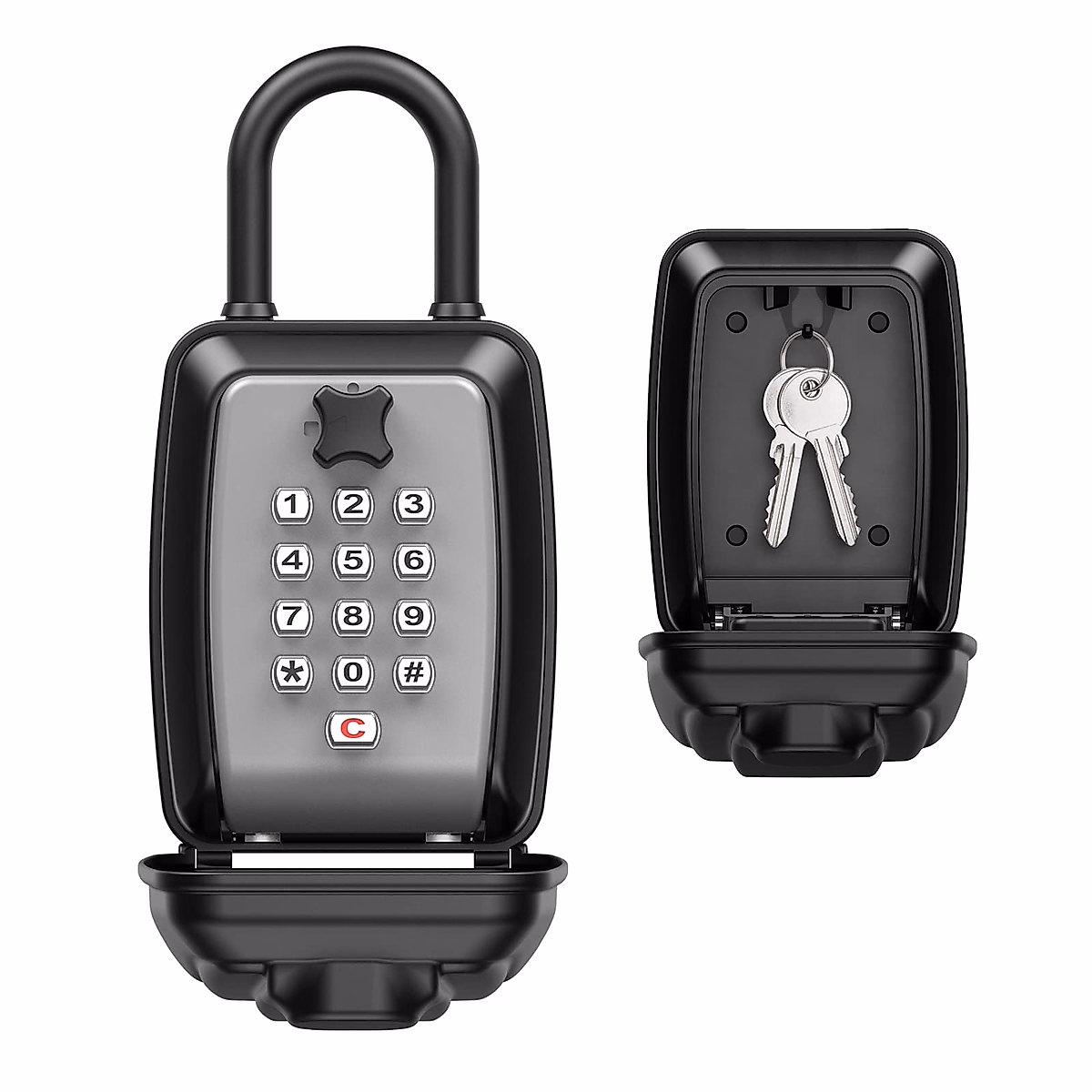 AMIR Key Lock Box Extra Large, Push Button Combination Lock Box for Keys Outdoor, Wall Mounted LockBox for House Keys with 12-Digit Combination Resettable Code, Key Hider Safe Box for Home Hotels