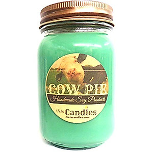 Cow Pie - 16 Ounce Country Jar 100% Hand Made Soy Candle -Smells Like Fresh Cut Grass