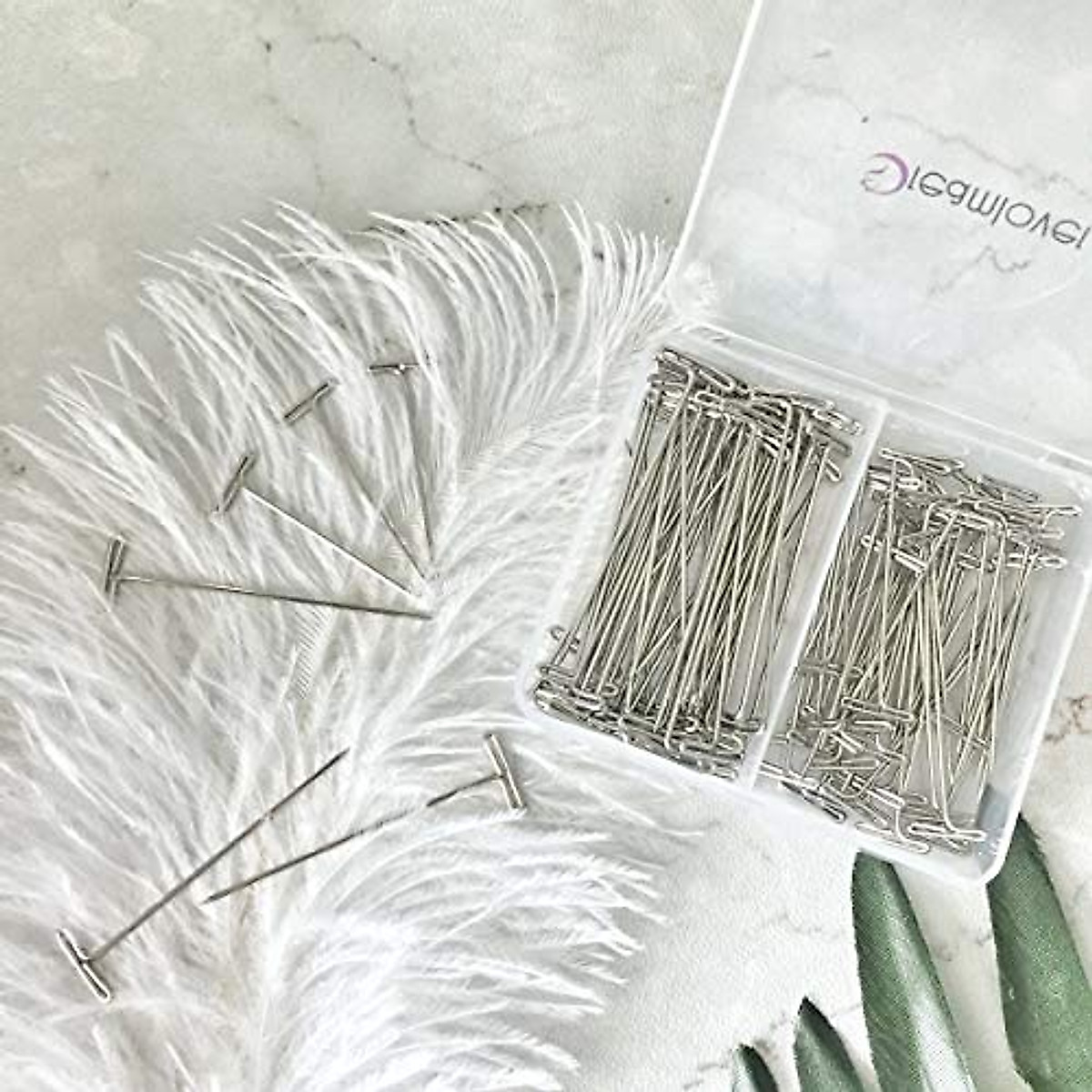 Dreamlover Straight Sewing Pins, T Pins for Mannequin Wig Head, Blocking Pins, Long Push Cubicle Pins, Straight Pins with Large Heads, 100 Pieces, 1.5 Inches and 2.0 Inches