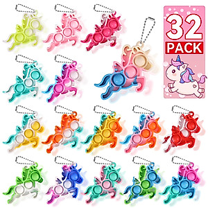 Unicorn Party Favors for Kids Goodie Bags Stuffers Pop Fidget Toys Bulk Its,32 Pack Unicorn Toys Pinata Stuffers Birthday Party Favors 4-8,8-12 Bubbles Small Kids Mini Classroom Prizes Pop keychain It