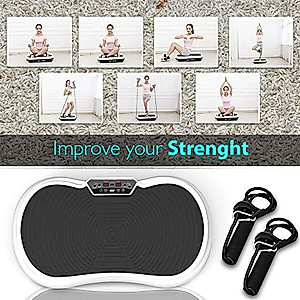 Hurtle Fitness Vibration Shaking Platform - Workout Machine Exercise Equipment for Home Vibration Plate Balance your Weight Workout Equipment Includes Remote Control, Balance Straps, Home Gym, White