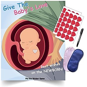 Baby Shower Games Party Favors, Pin The Heart on The Baby Games, BabyShower Favors Decorations Birthday Party Supplies for Adults Girl Boy - 40 Guests
