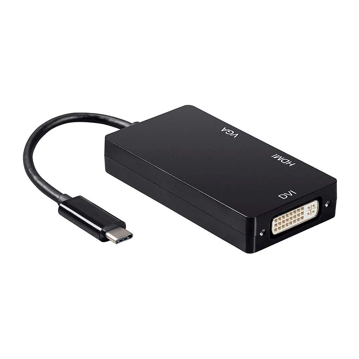 Monoprice USB Type-C to 4K HDMI, Single Link DVI, and VGA Passive Adapter,6in Cable Length, Black - Consul Series
