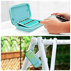 Fintie Slim Carrying Case for Nintendo Switch OLED Model 2021/Switch 2017 - [Slim Fit] Shockproof Protective Travel Storage Bag w/10 Game Cartridges for Switch Console Joy-Con, Seaside Ombre