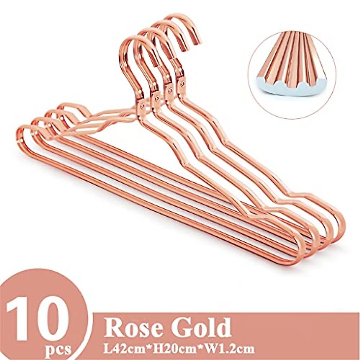 FSYSM Clothes Hangers 10pcs Aluminium Alloy Coat Hangers Anti-Slip Seamless Metal Drying Rack Wardrobe Organizer (Color : B, Size : 10pcs)