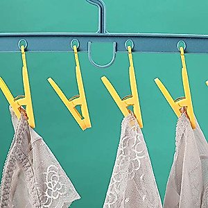 prettDliJUN Multiuses Clothing Socks Hanger with 8 Clips Antiskid Space Saving Closet Organizer Drying Rack