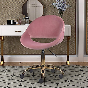 GIA Mid-Back Swivel Adjustable Small Vanity Chair with Velvet Upholstery, Pink