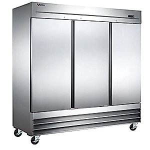 Vortex Refrigeration Refrigerator 3 Solid Door Commercial Stainless Steel- 72 Cu. Ft. …