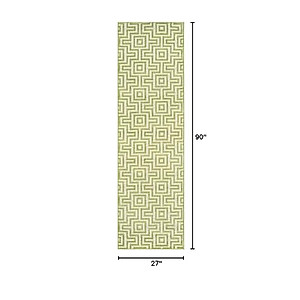 Momeni Rugs , Baja Collection Contemporary Indoor & Outdoor Area Rug, Easy to Clean, UV protected & Fade Resistant, 2'3" x 7'6" Runner, Green