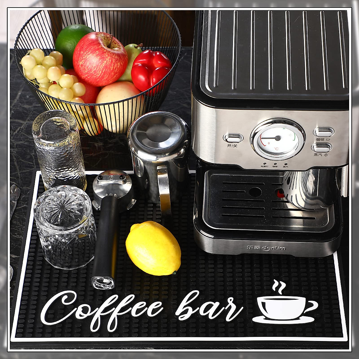 Bar Mats for Countertop Stylish 18 x 12 Inches Service Bar Mat with 1 cm Thick Bar Accessories Coffee Maker Mat for Countertops Kitchen Counter Mat Dish Drying Mat Coffee Spill Mat for Bar Restaurants