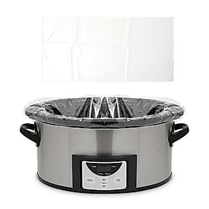 100 Pack Slow Cooker Liners, Clear Plastic Cooking Bags for Oval or Round Pot, 3-8 QT, Easy Clean Up, Regular Size, Disposable (13x21 in, Bulk Pack)